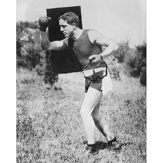 Boxer Harry Lewis Boxing Outdoors - 24x36 Inch Laminated Aviation ...