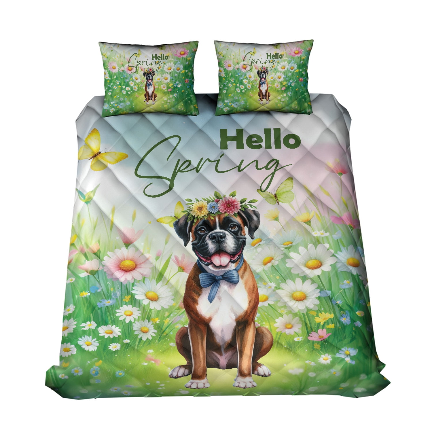 Boxer Hello Spring Time Flower Floral Nature Quilt Bedding Set Boxers ...