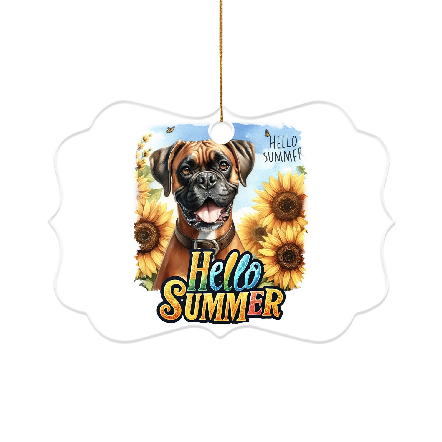 Boxer Hello Summer Sunshine Sunflowers Spring Retro Vintage Acrylic ...