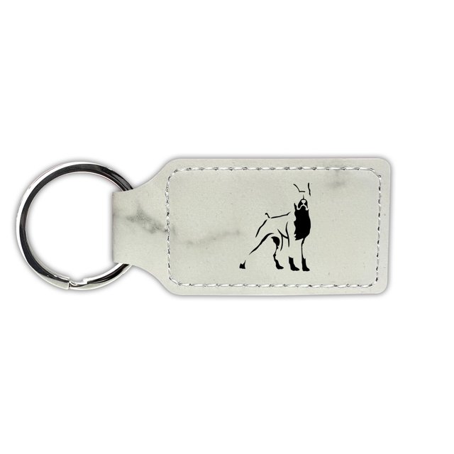 Boxer Keychain Leatherette Rectangle - Laser Engraved - Many Colors ...