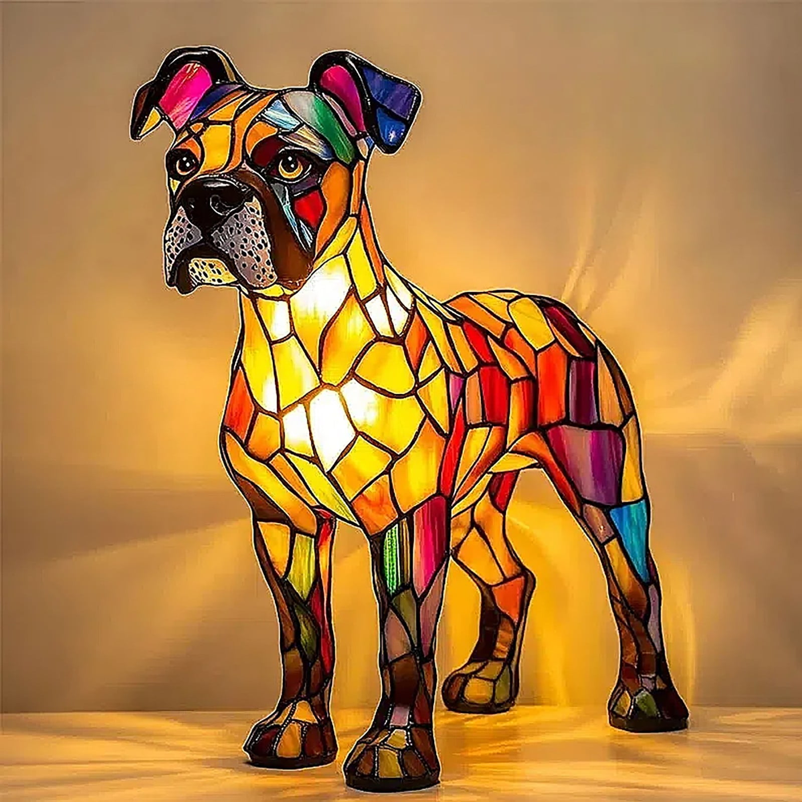 Boxer Lamp Dog Lamp Stained Glass Lamp Stained Glass Lamp 6.7 Inch ...