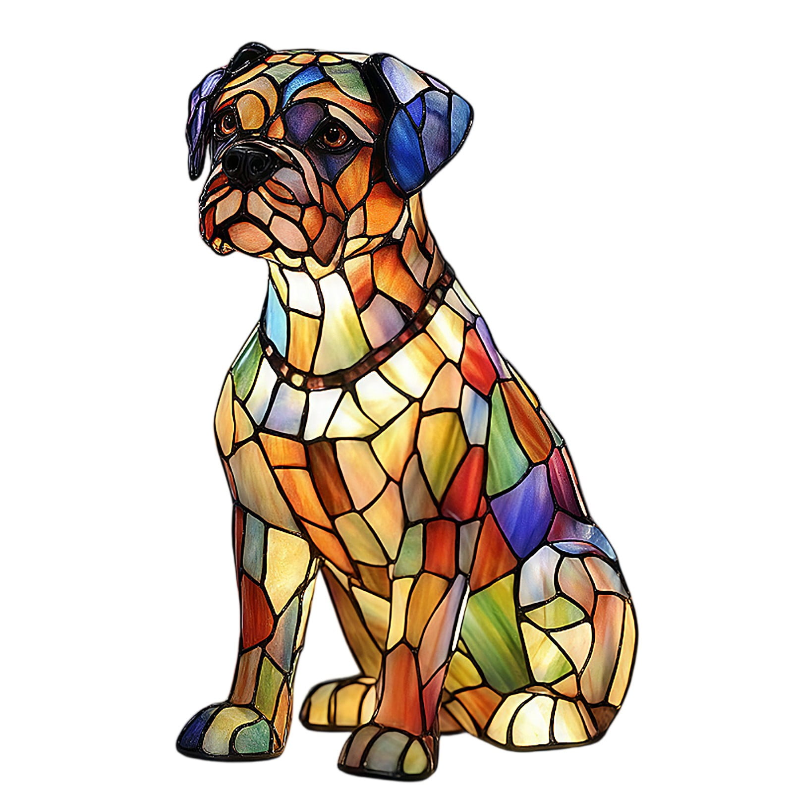 Boxer Lamp Dog Series Art Night Light, Stained Resin Tabletop Night ...