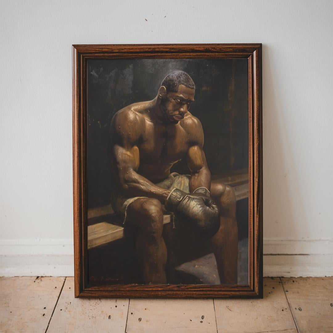 Boxer In Locker Room Art Print, Gritty Sports Print, Moody Fighter ...