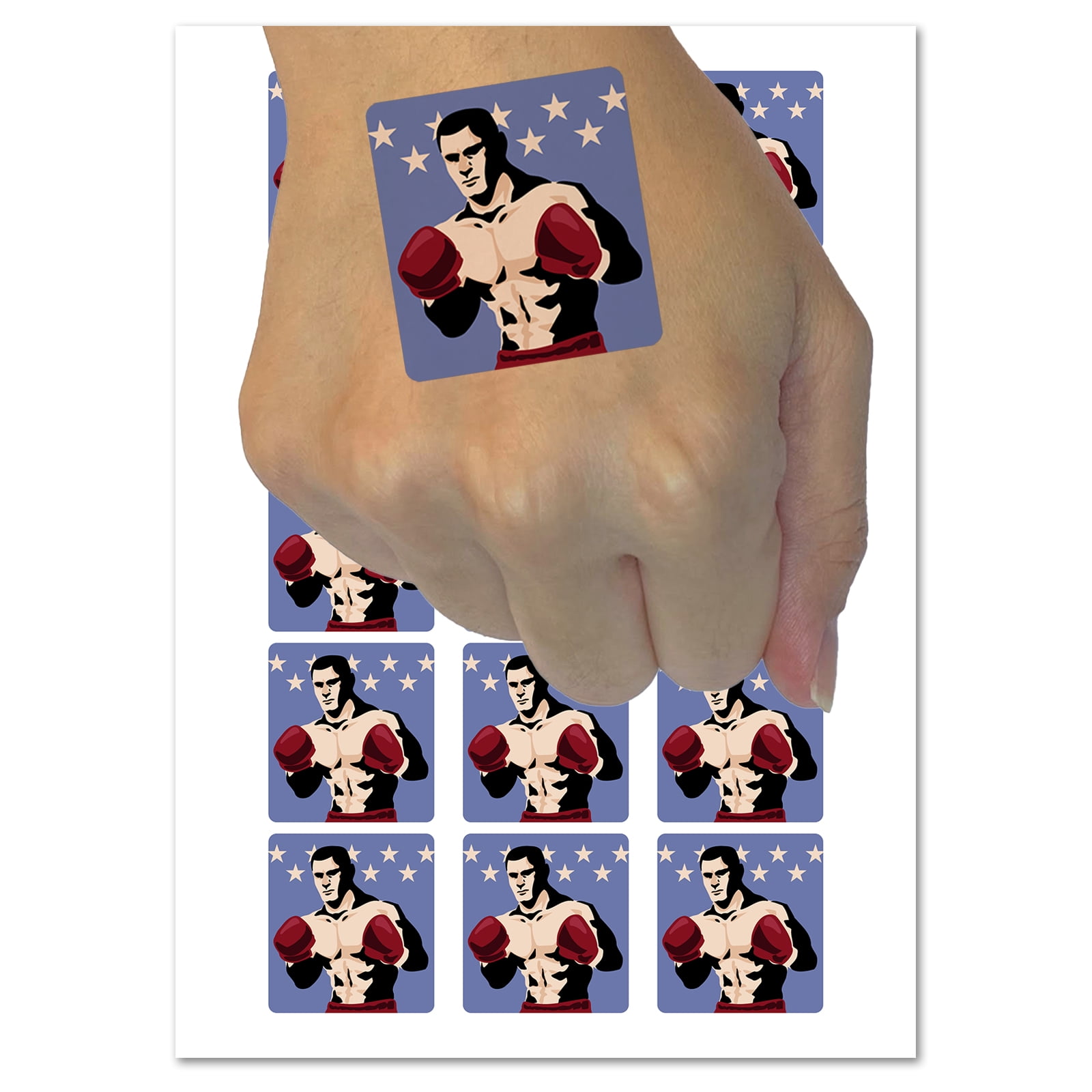 Boxer Man with Boxing Gloves Pugilist Water Resistant Temporary Tattoo ...