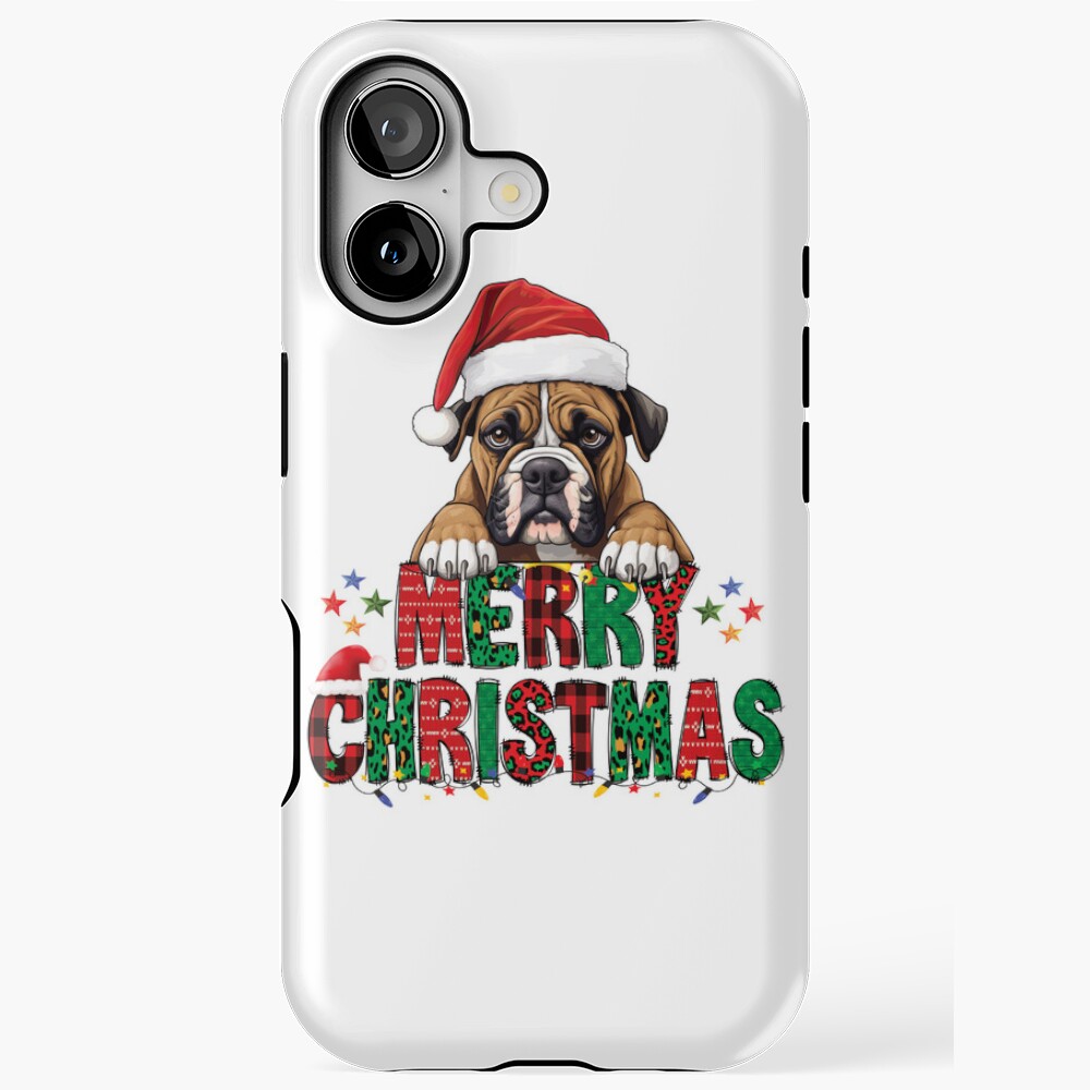 Boxer Merry Christmas Dog Art Case for iPhone 11 12 13 14 15 16 17 Pro ...