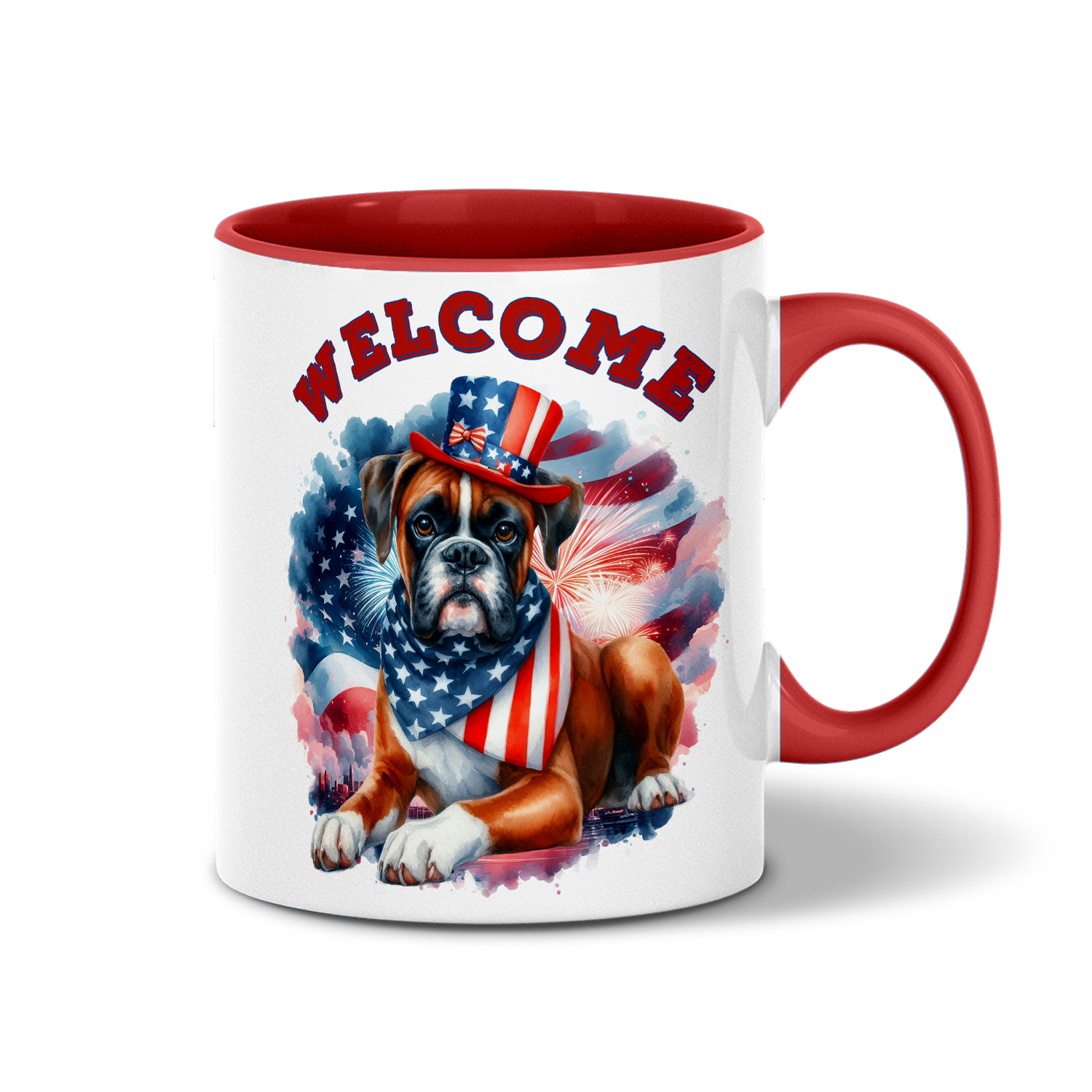 Boxer Patriotic Welcome for 4Th of July Independence Day 11oz Accent ...
