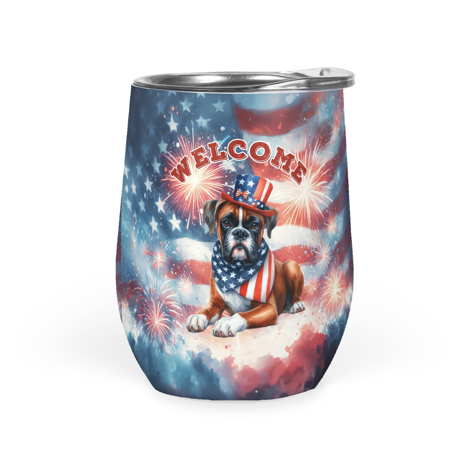 Boxer Patriotic Welcome for 4Th of July Independence Day 12oz Stainless ...