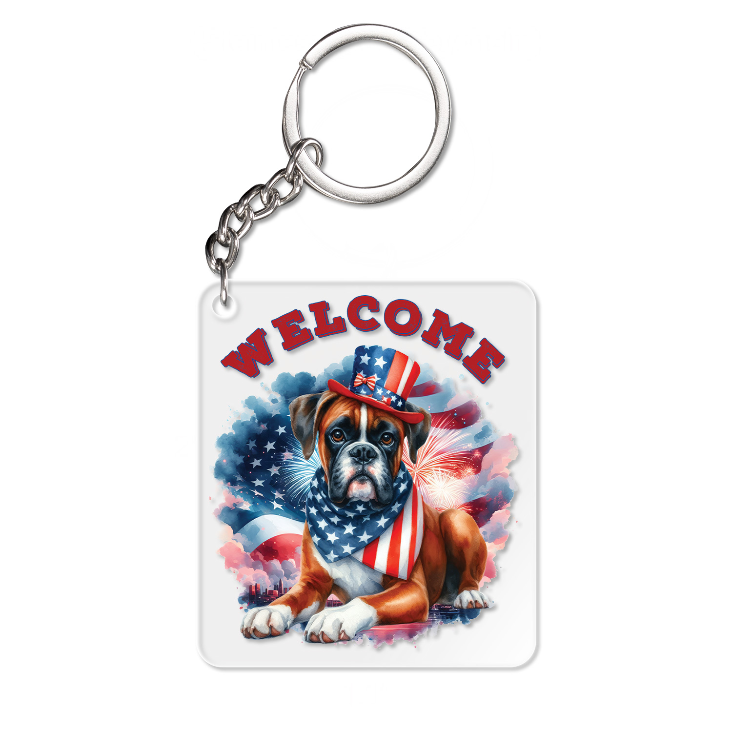 Boxer Patriotic Welcome for 4Th of July Independence Day Acrylic ...