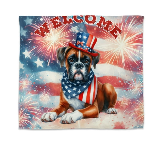 Boxer Patriotic Welcome for 4Th of July Independence Day Tapestry ...