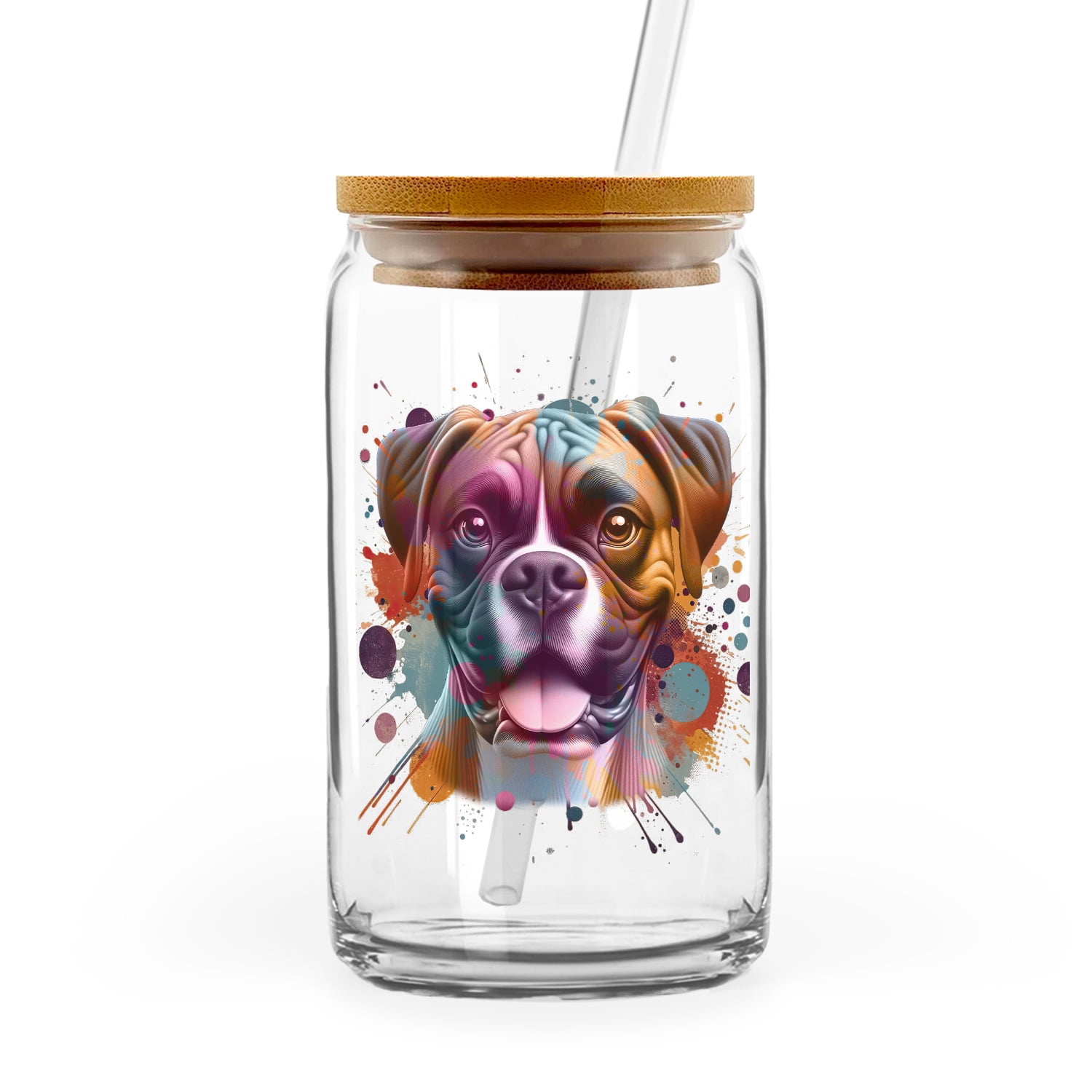 Boxer Portrait Watercolor Vintage Retro Styles 16oz Glass Cup Mug ...