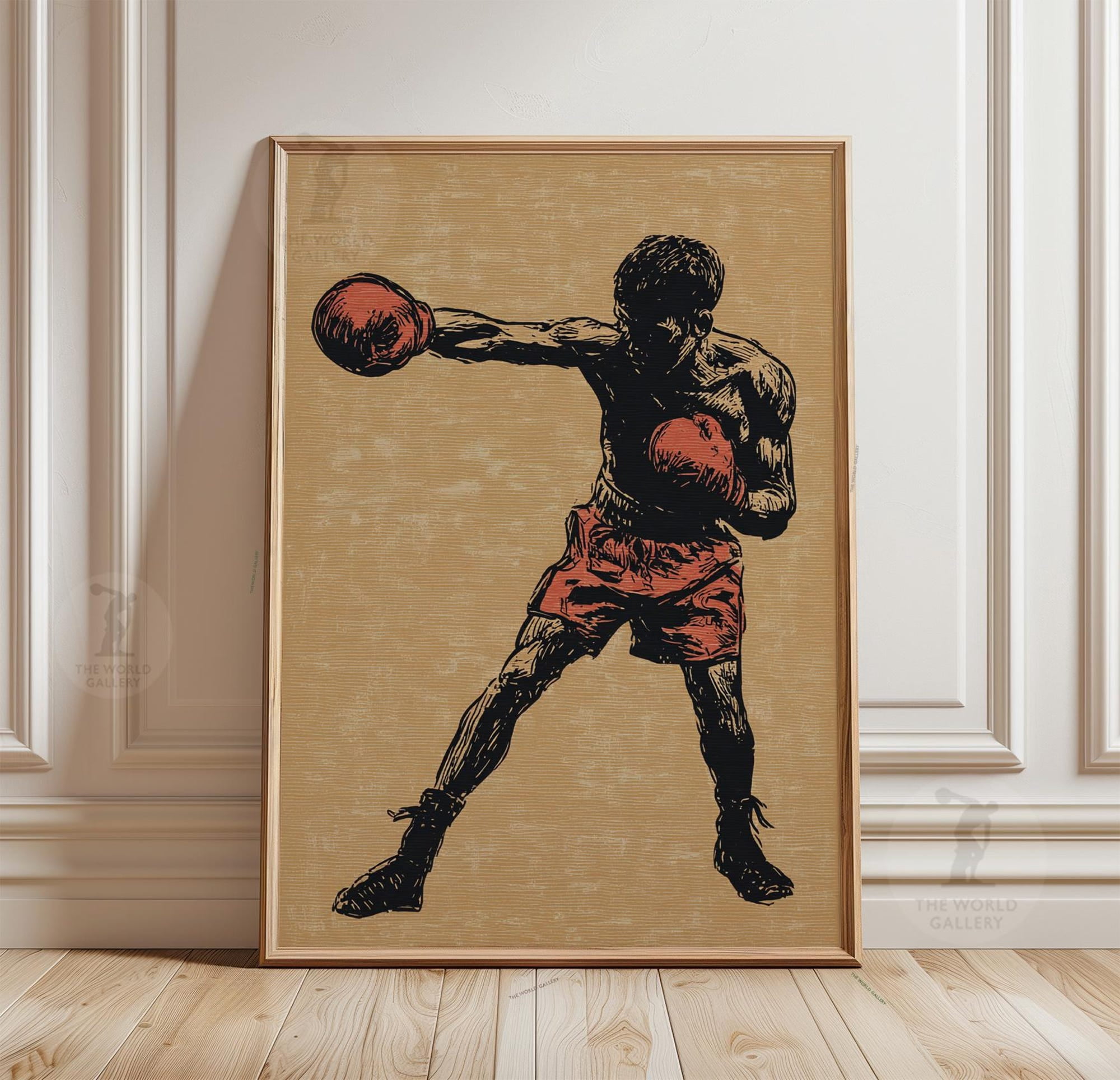 Boxer Poster Boxing Wall Art Fighter Print Sports Illustration Retro ...
