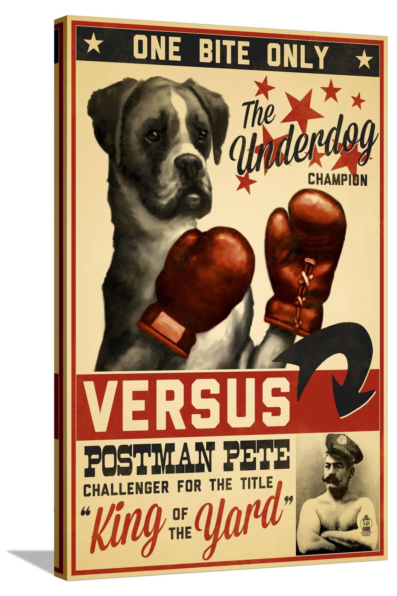 Art.com Boxer - Retro Boxing Ad Stretched Canvas Print Wall Art by ...