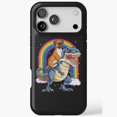 Boxer Riding T-Rex with Rainbow Cartoon Art Phone Case Compatible ...