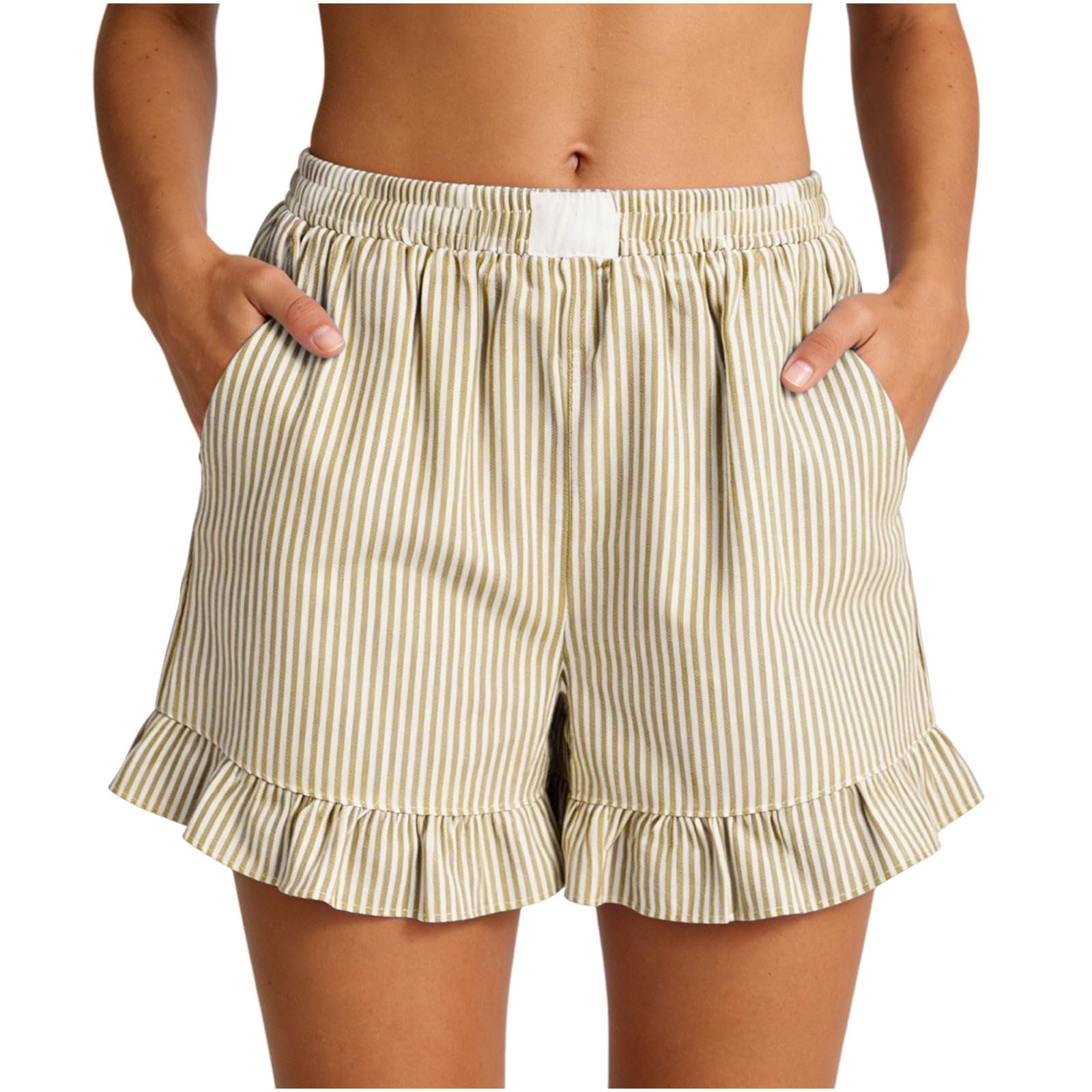 Boxer Shorts for Women,Gingham Plaid Elastic Waist Ruffle,Perfect for ...