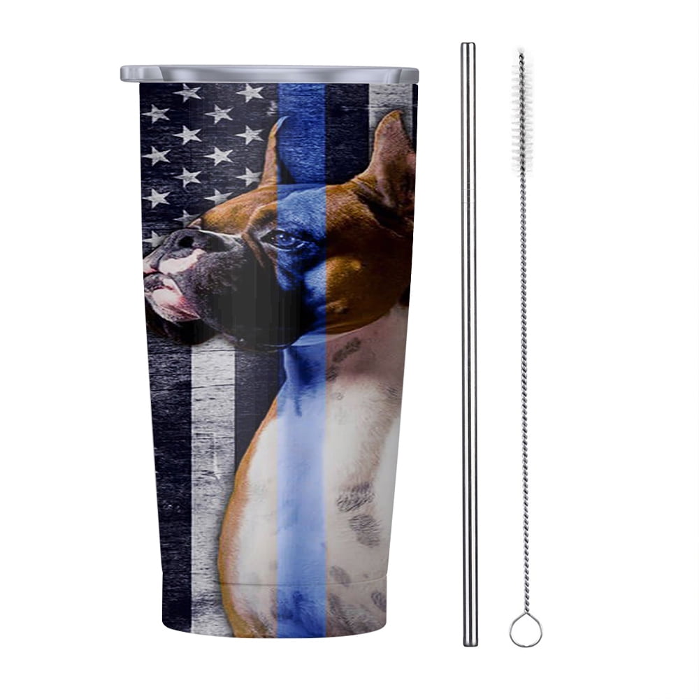 Boxer The Thin Blue Line American flag US 20oz Tumbler, Insulated ...