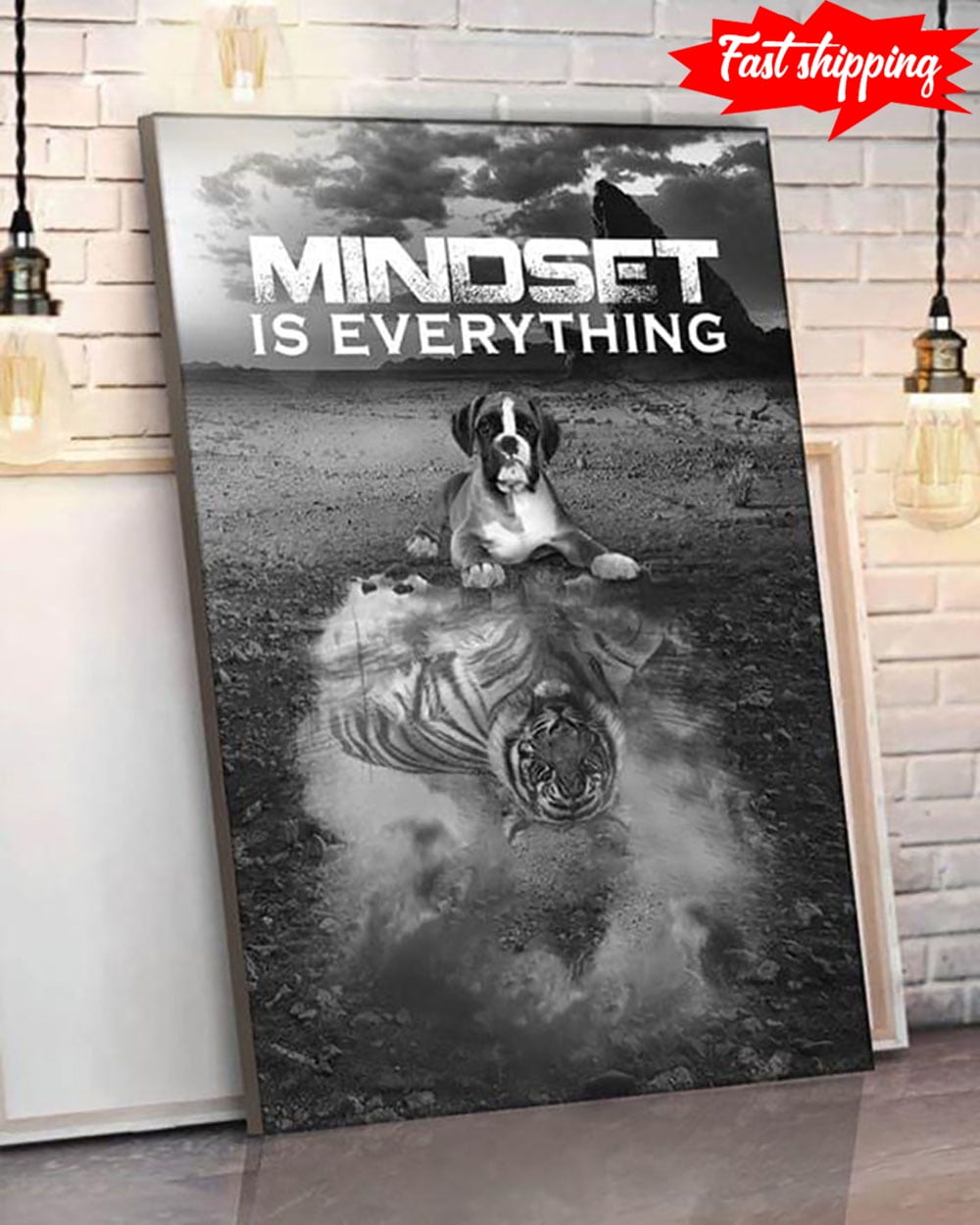 Boxer & Tiger Water Reflection Mirror Mindset Is Everything 16 x 24 ...