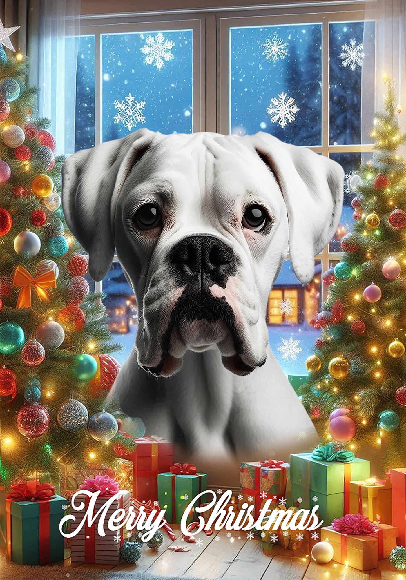 Boxer White Uncropped - Best of Breed Christmas Garden Flag - Walmart.com