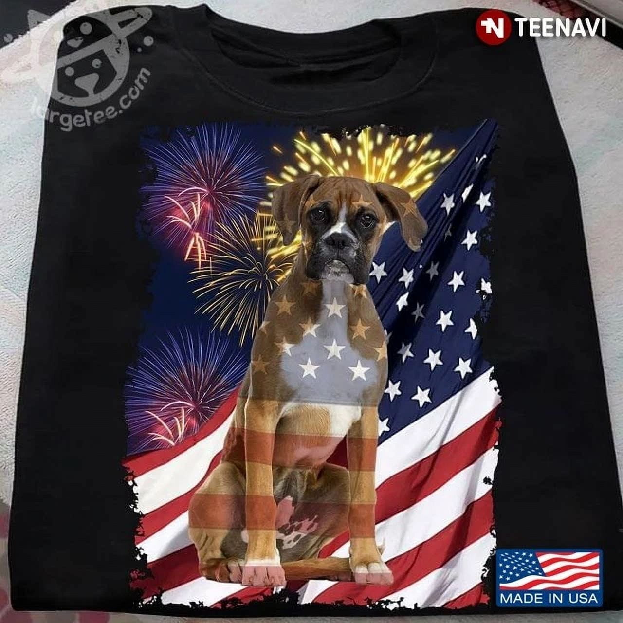 Boxer With Fireworks American Flag Happy Independence Day For 4Th Of ...