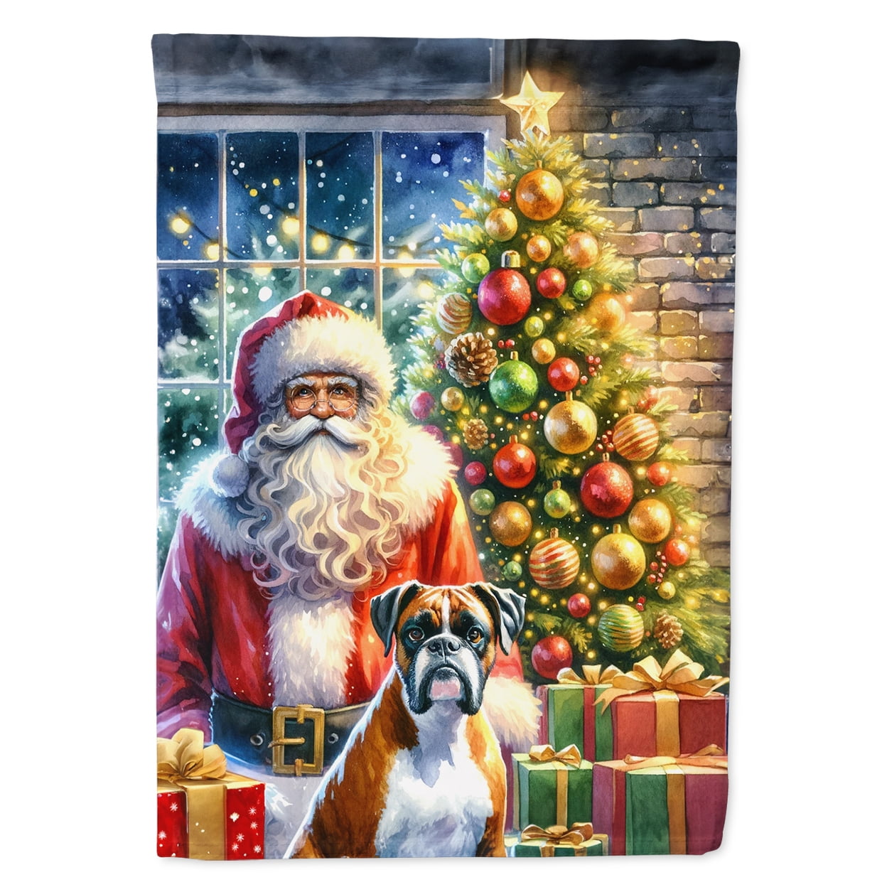 Boxer and Santa Claus House Flag - Walmart.com