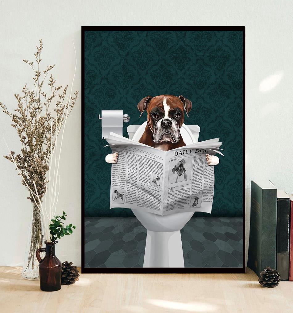 Boxer dog please sit yourself bathroom poster 24 x 36 Inch Poster ...