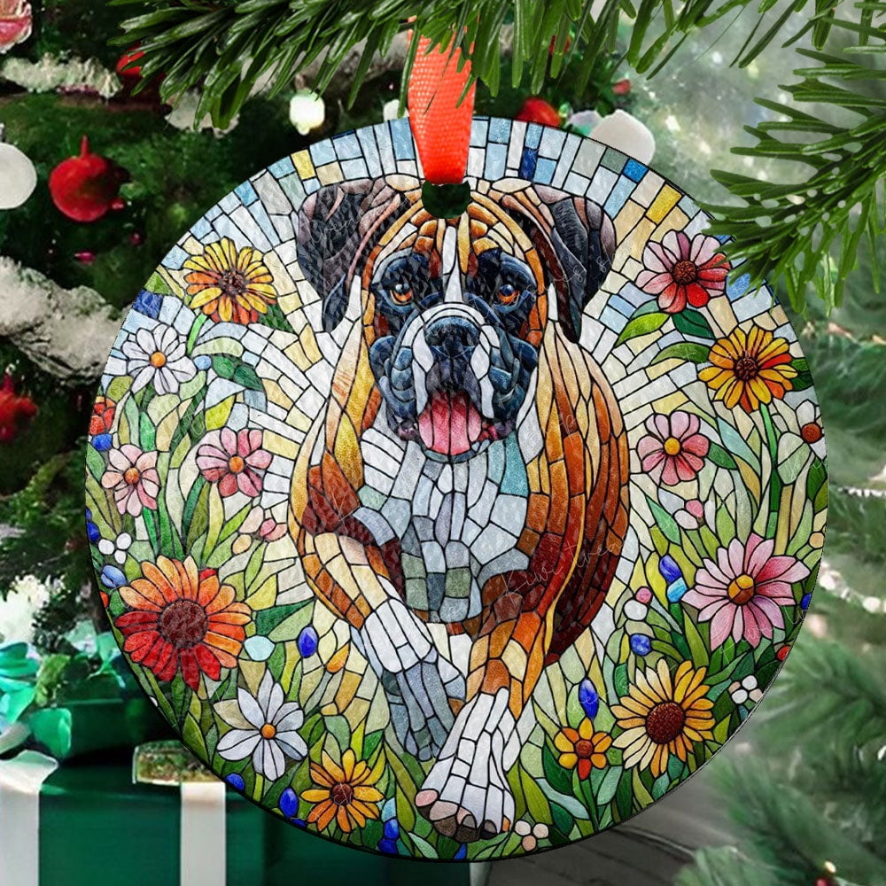Boxer wildflowers GLASS Suncatcher Hanging, boxer suncatcher window ...
