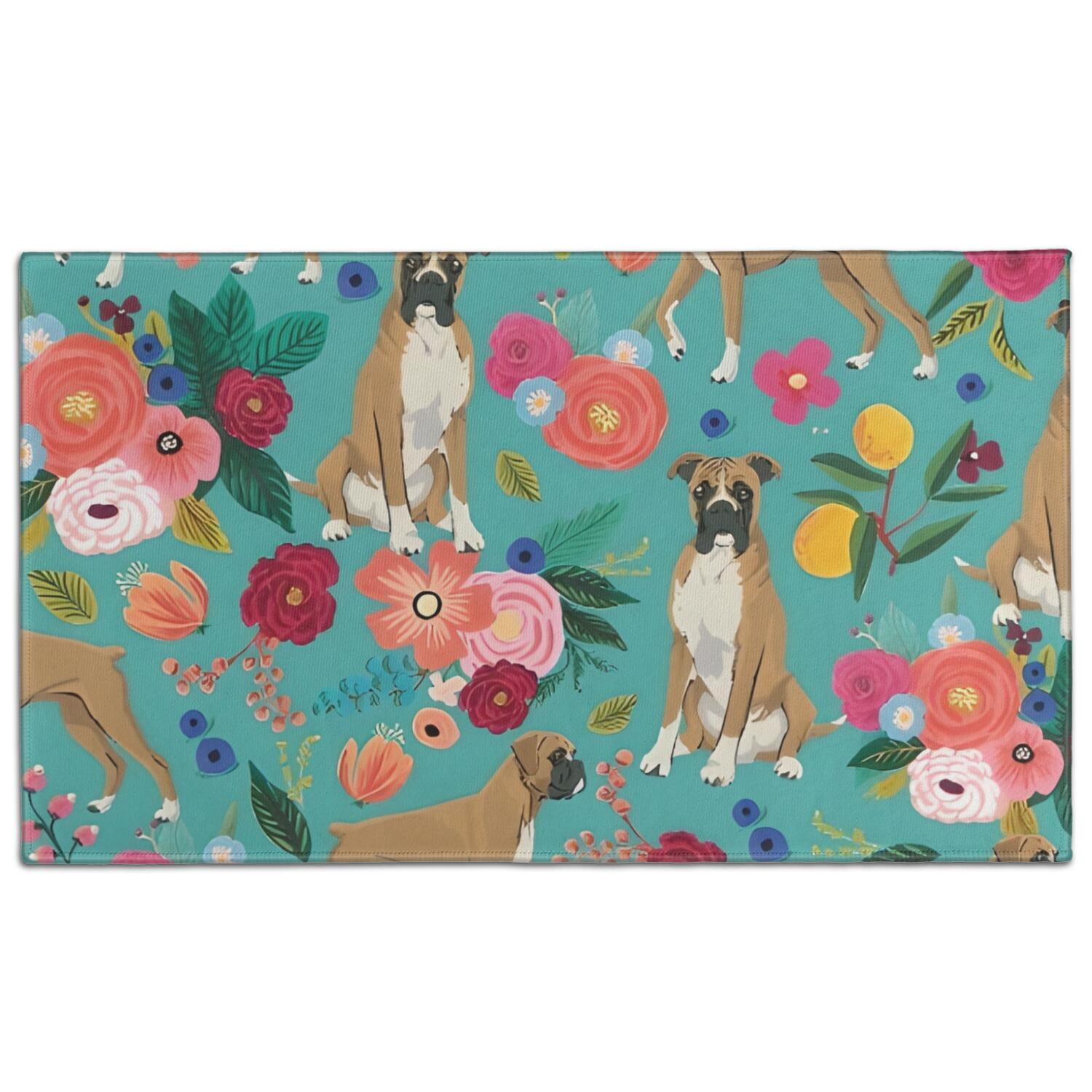BoxerDog and Pioneer Flower Door Rugs,Washable Non Slip Door Mats ...
