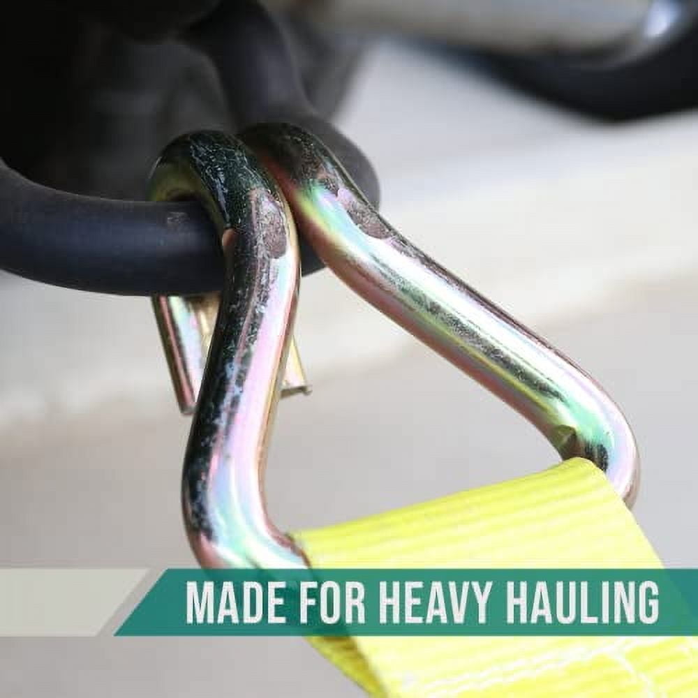 BoxerTool 6 Pack 4” x 30’ Heavy Duty Winch Strap with Twin J Hooks ...