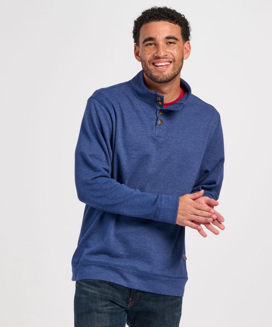Boxercraft BM5209 Men's French Terry Button Pullover-Navy Heather-2XL ...