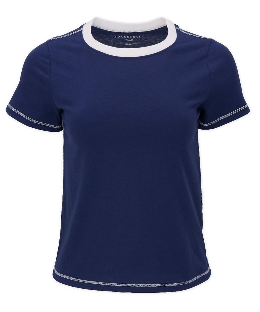 Boxercraft BW2106 Contrast Stitch Baby Tee-Navy White-L - Walmart.com