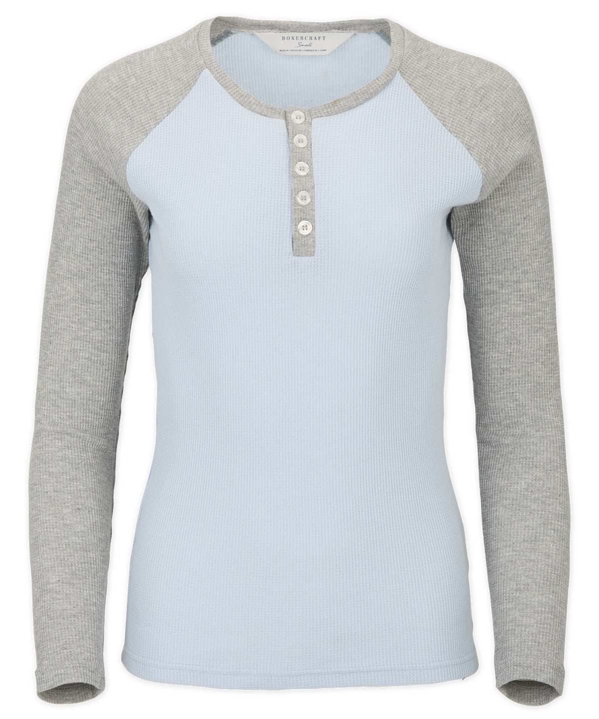 Boxercraft BW3104 Waffle Knit Henley-Skyblue/Oxf Htr-L - Walmart.com