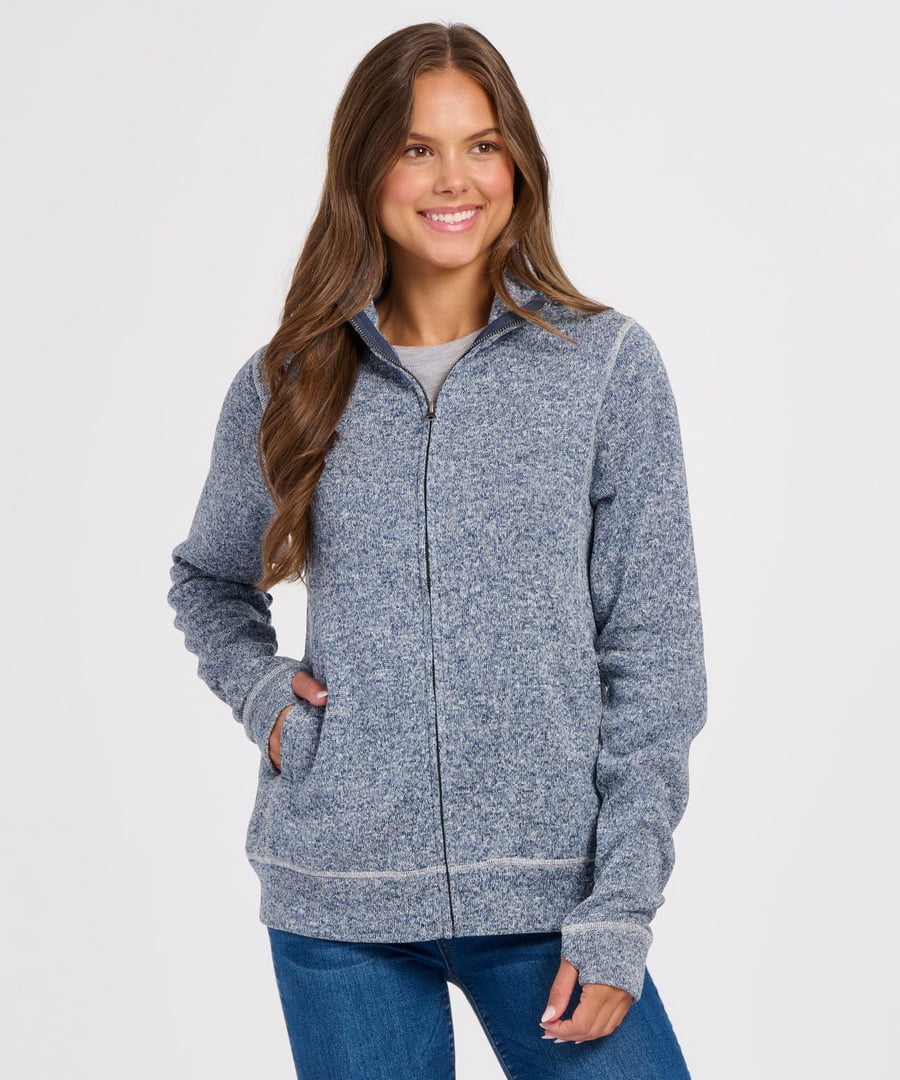 Boxercraft BW5207 Ladies Alpine Full Zip-Navy Heather-S - Walmart.com