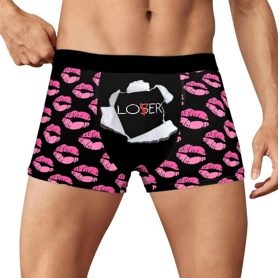 Boxers For Men Funny Novelty Heart Customized Long Underwear Boxers ...