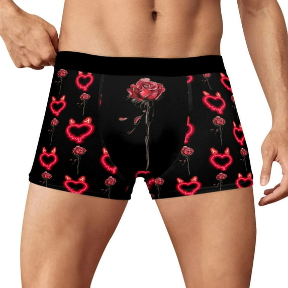 Boxers for Men Funny Novelty Heart Customized Long Underwear Boxers ...