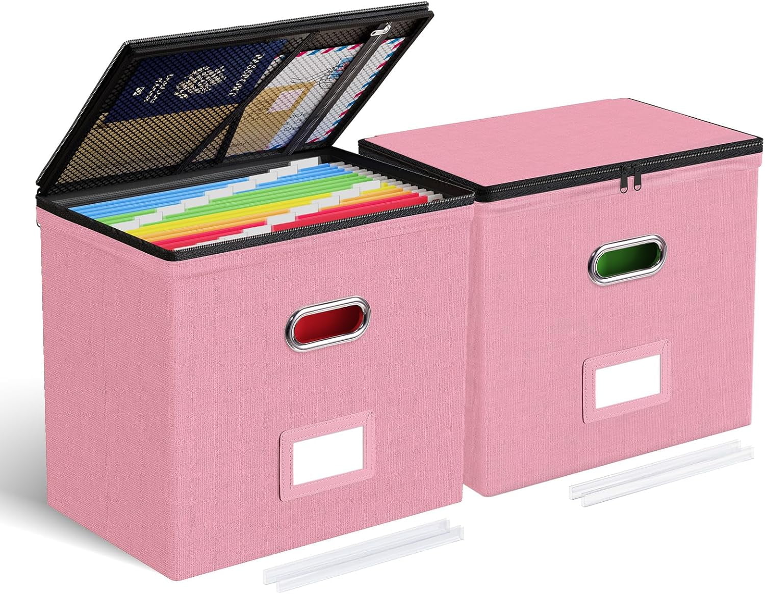 Boxes with Lids, File Box with Mesh Pockets, Document Organizer Box for ...