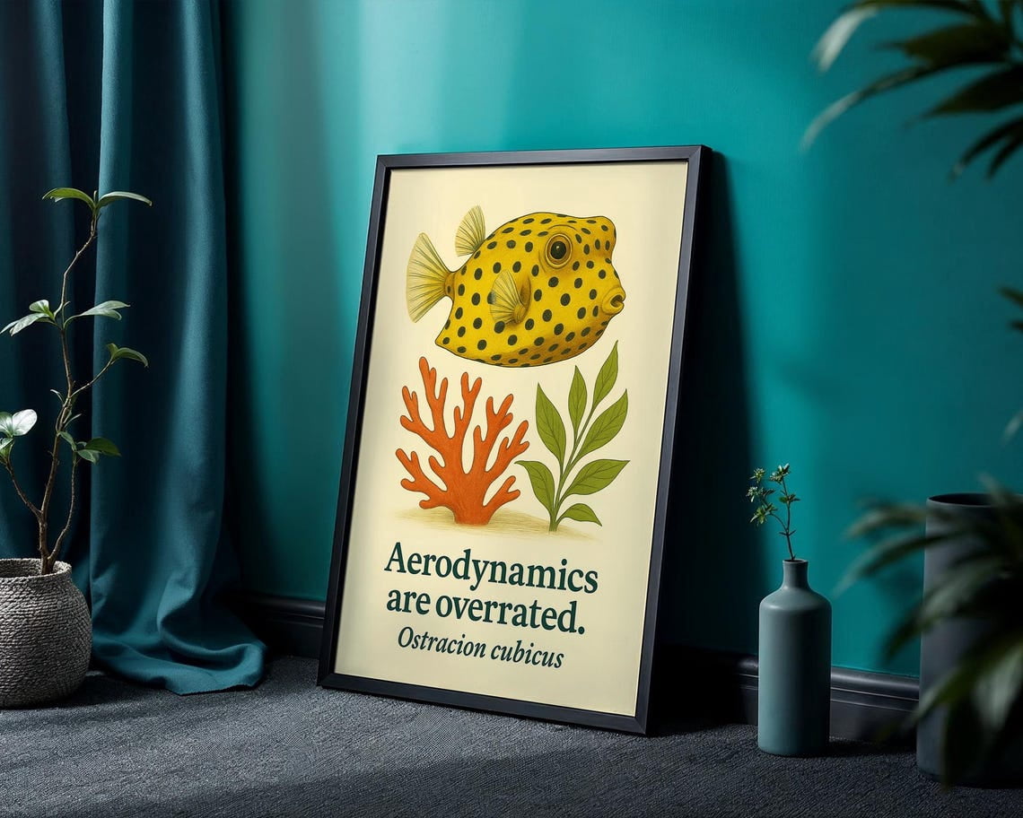 Boxfish Yellow Fish Aerodynamics Quote Poster Unframed Paper Print ...