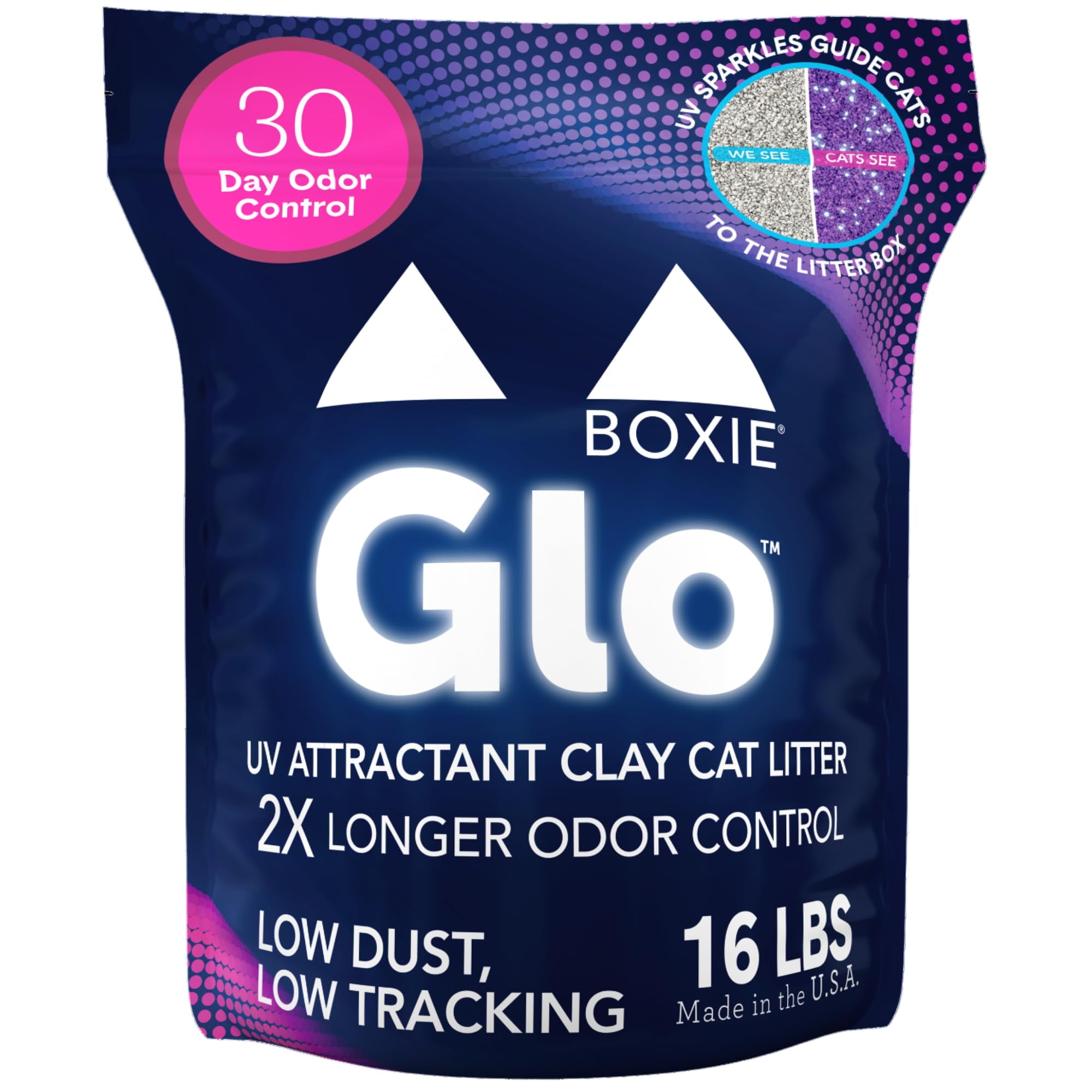 Boxie® Glo™ 30 Day Odor Control Clumping Clay Cat Litter, 16 lb, Multi ...