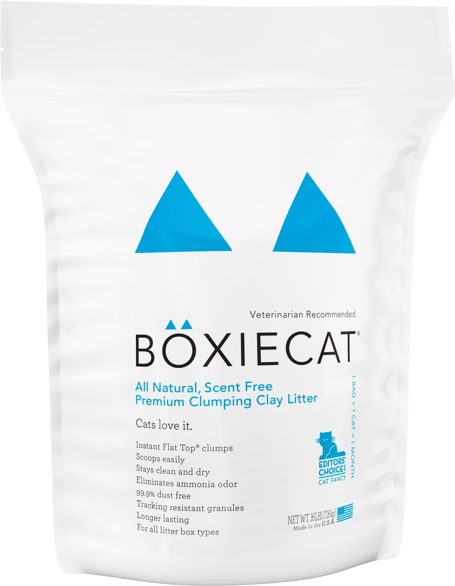 Boxiecat All Natural, Unscented Premium Clumping Clay Cat Litter, 16 lb ...