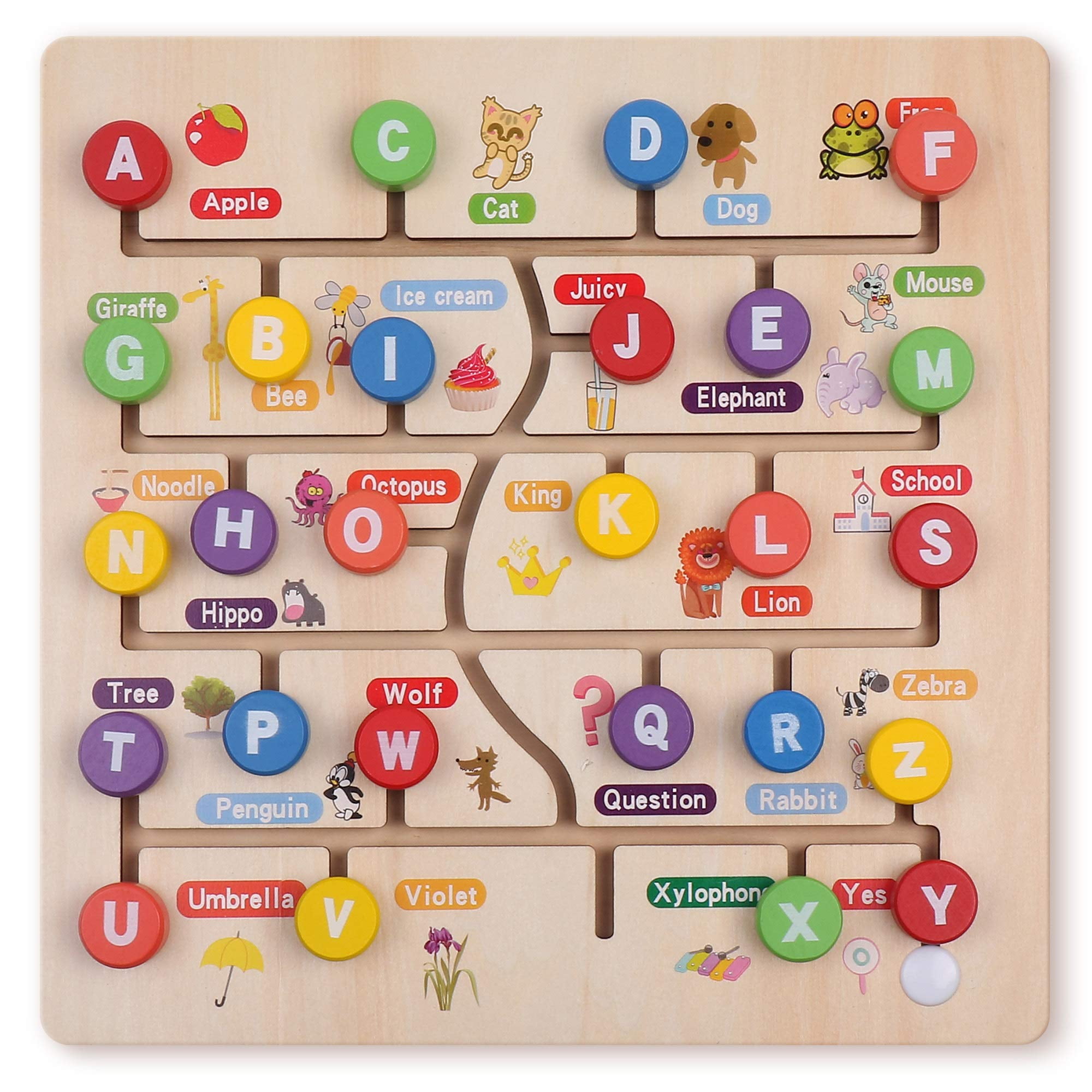 Boxiki Kids Wooden Alphabet EC36 Puzzle. Alphabet Board for Kids with ...