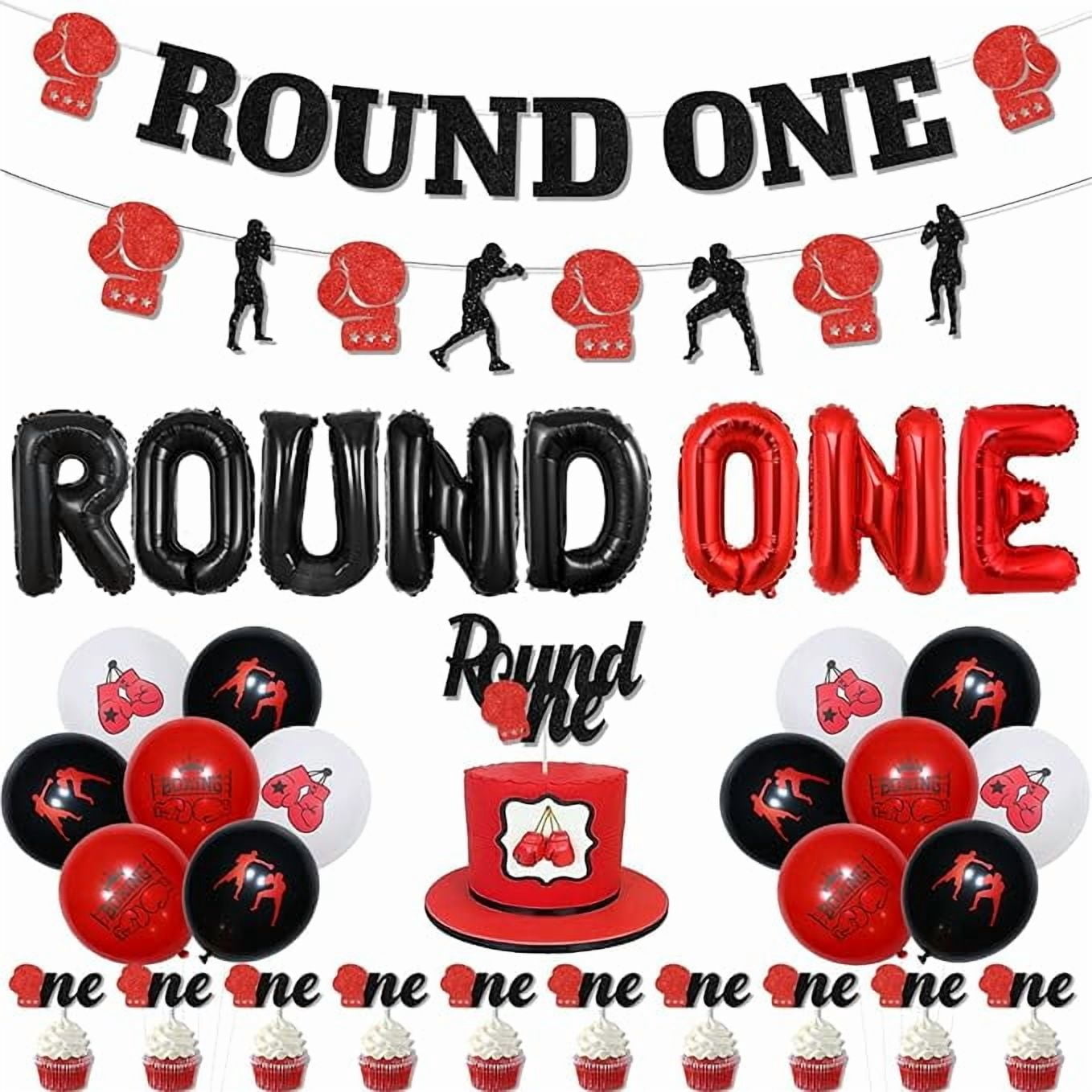 Boxing 1st Birthday Party Decorations, Round One Banner, Cake Cupcake ...