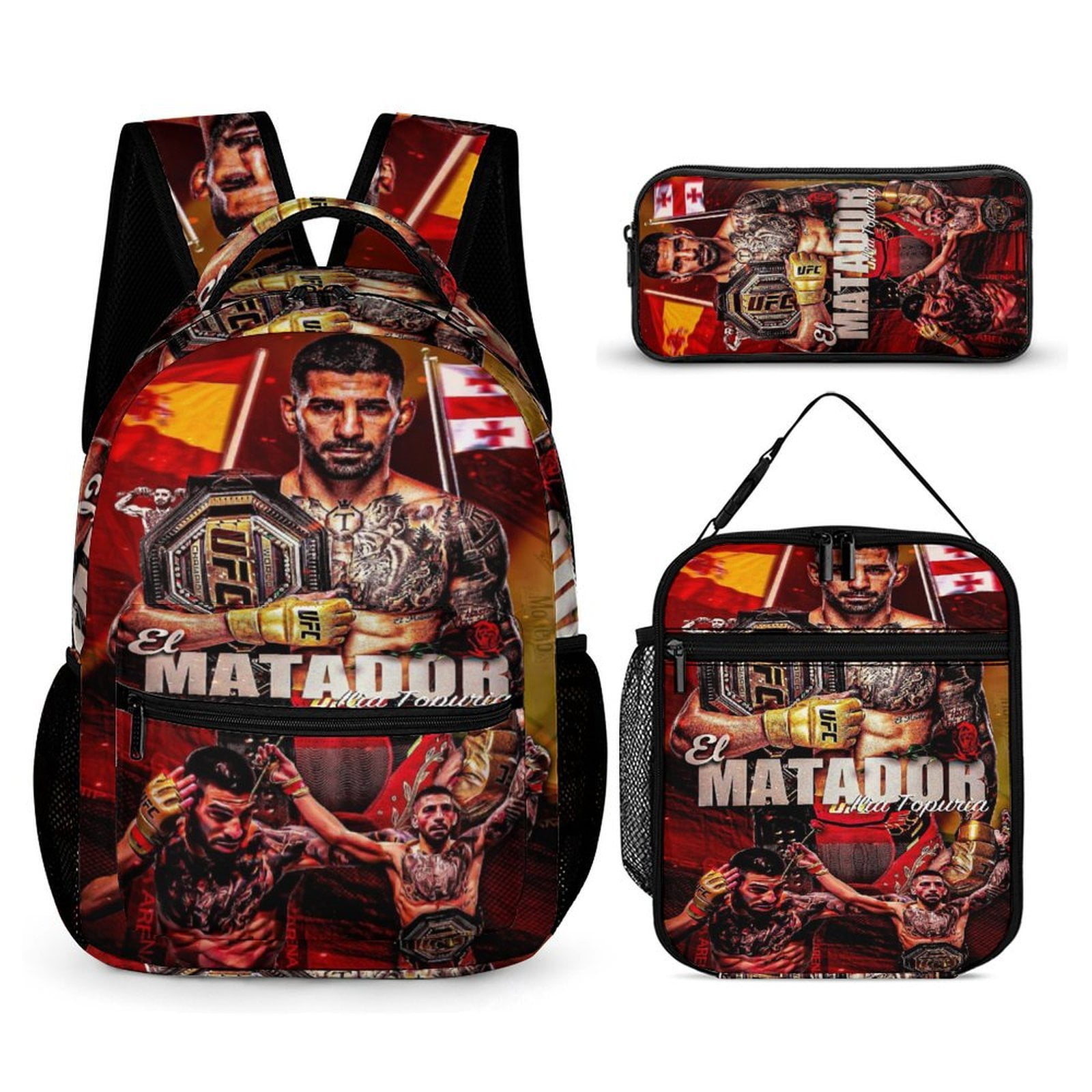 Boxing (23)Backpack 3-piece Set Cartoon Leisure Backpack with Lunch Bag ...