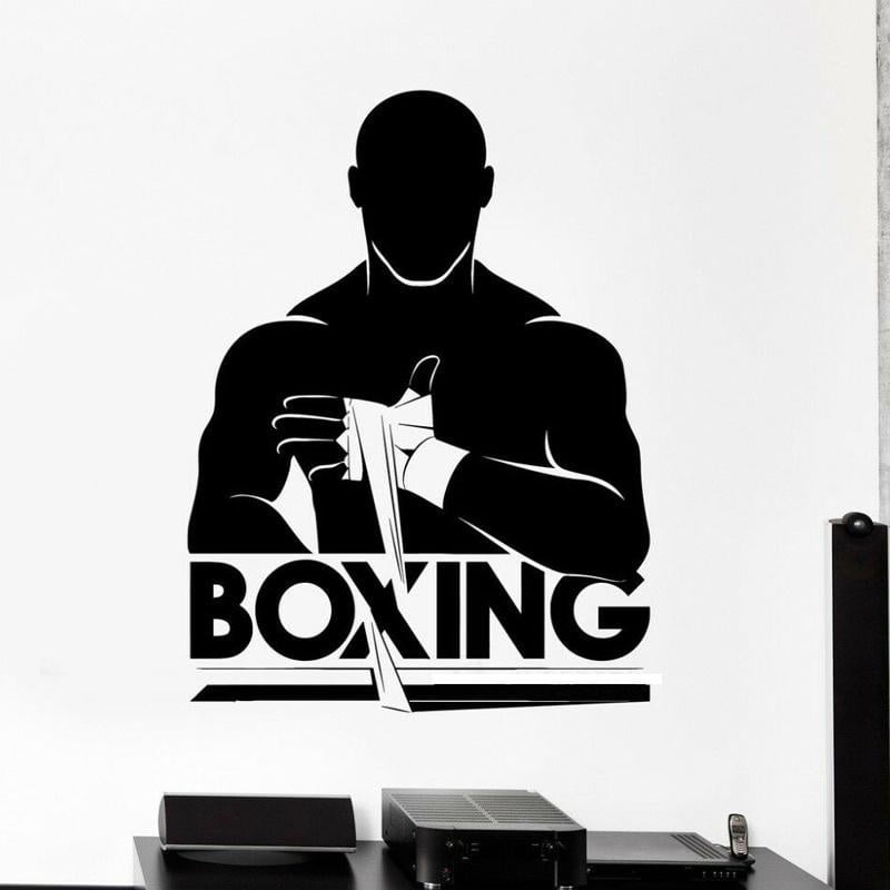 Boxing Art Vinyl Sticker Boxer Fighter Decor Teens Fight Club Wall ...
