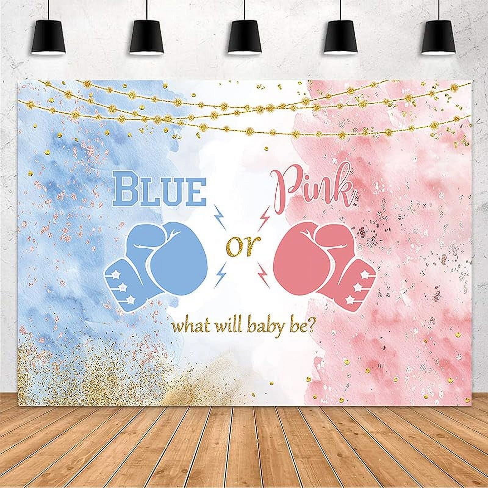 Boxing Baby Shower Cool Backdrop Blue Pink Gender Reveal Backdrop Boy ...