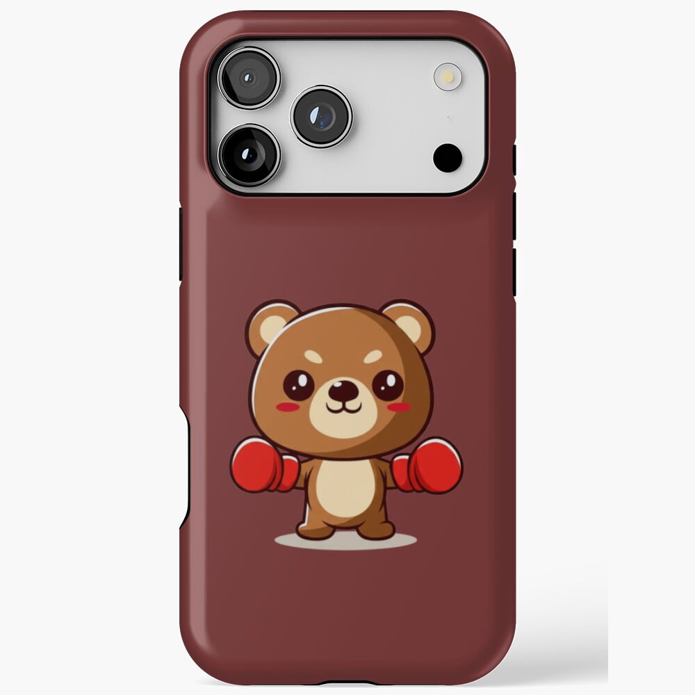 Boxing Bear Chibi Cartoon with Gloves Phone Case Protective and ...