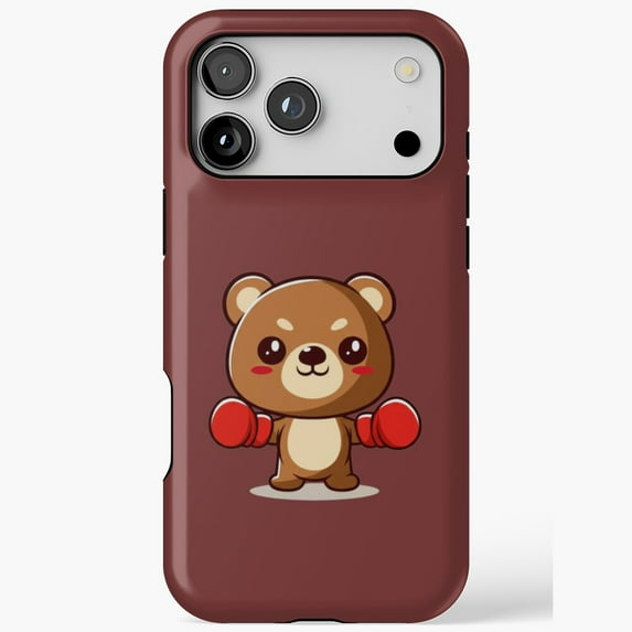 Boxing Bear Chibi Cartoon with Gloves Phone Case Protective and ...