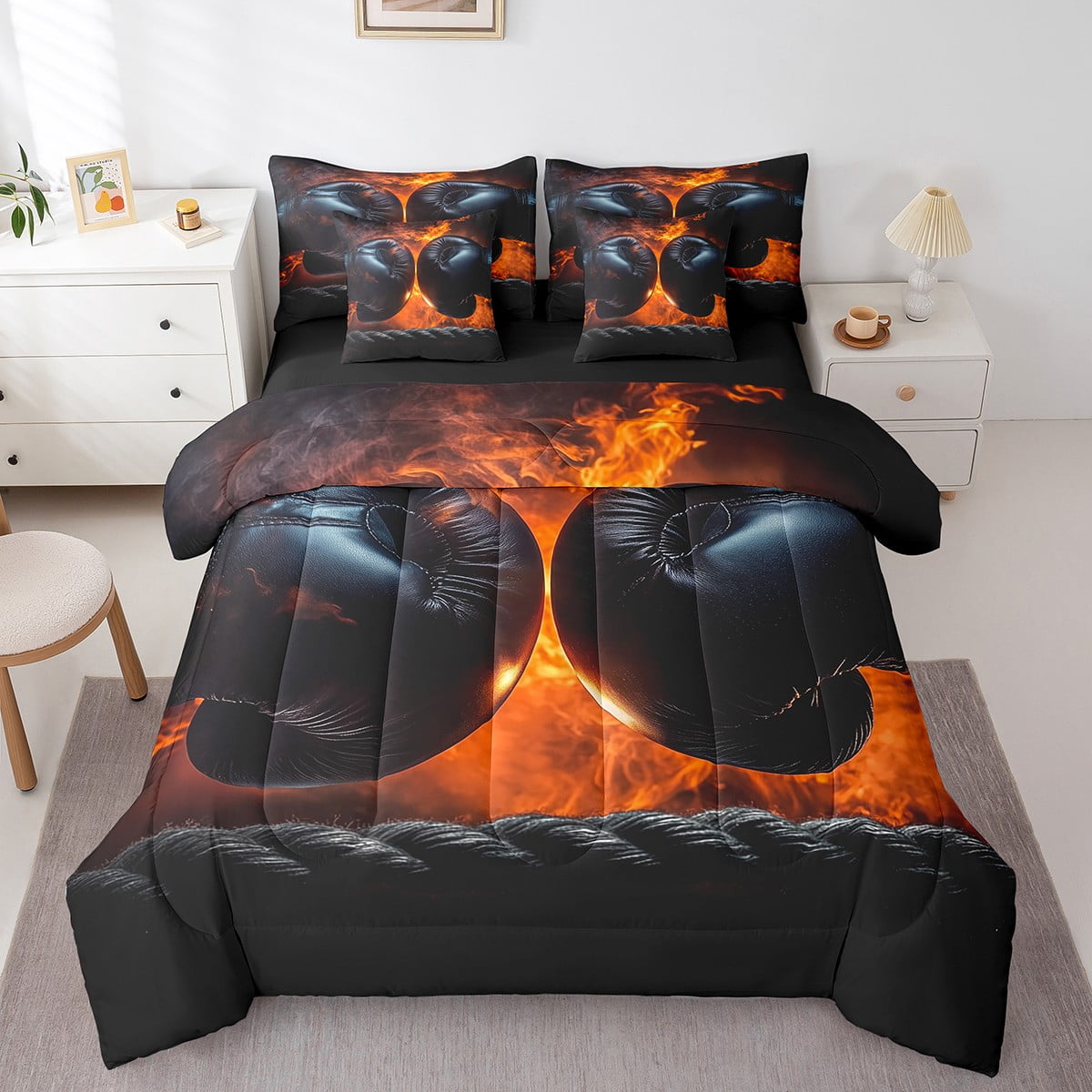 Boxing Bedding Sets Sports Game Twin Bed In A Bag 7Pcs Boxing Gloves ...