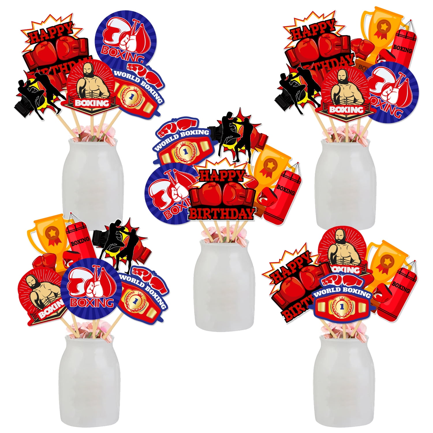 Boxing Birthday Centerpiece Sticks - Set of 24 Red and Black ...