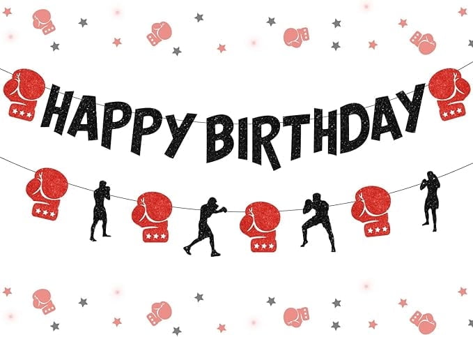 Boxing Birthday Party Decorations Boxing Banner Garland Wrestling Party ...