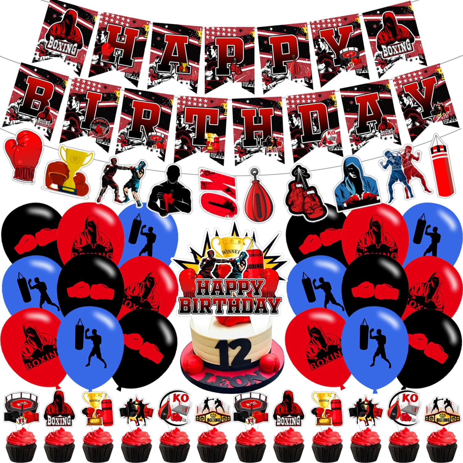 Boxing Birthday Party Decorations, Wrestling Birthday Party Supplies ...