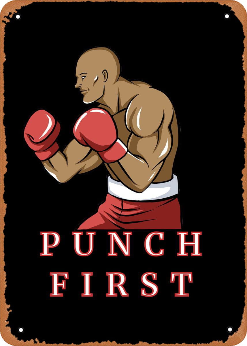 Boxing Boxer Punch First Boxing Poster Retro Vintage Aluminium Metal ...
