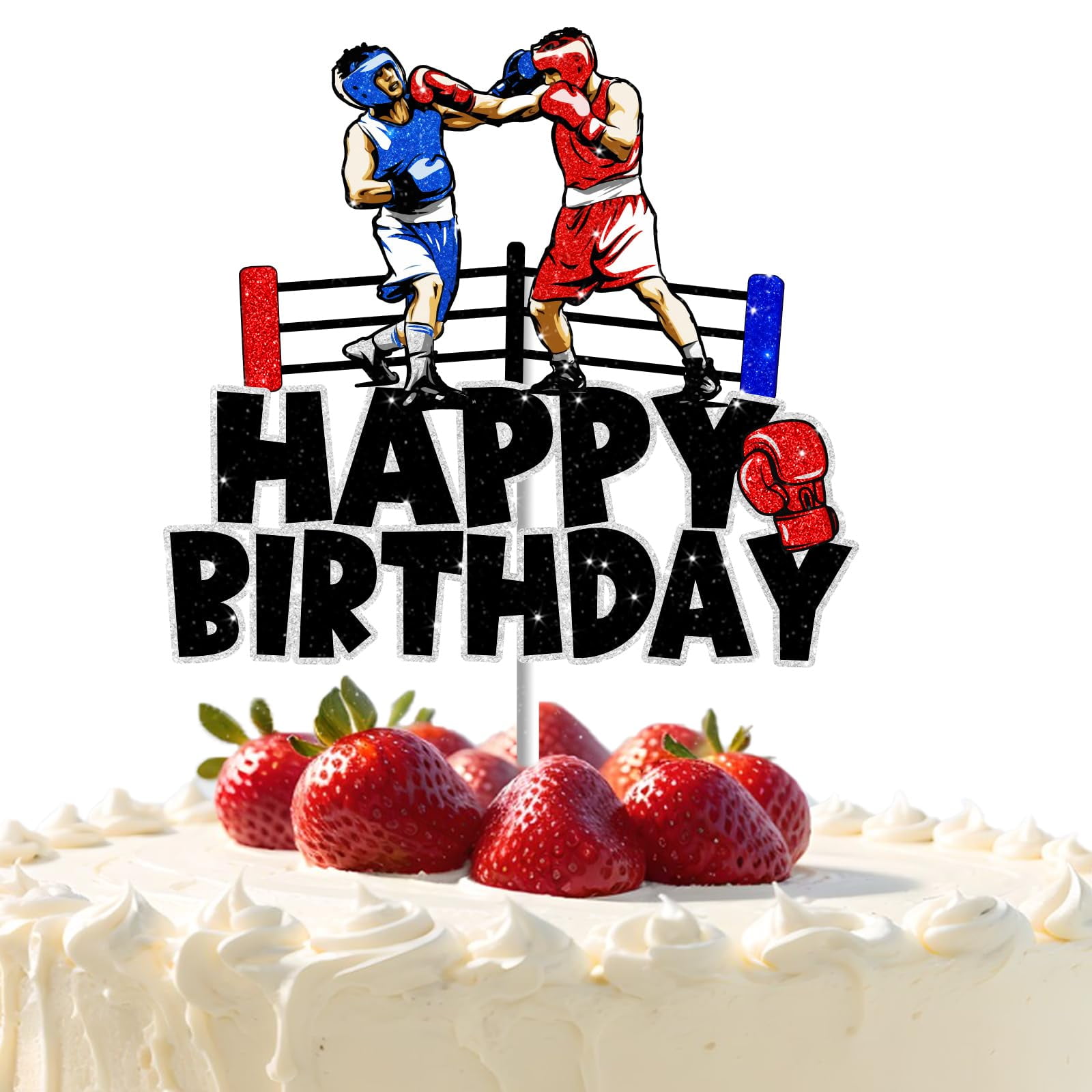 Boxing Cake Topper FEV6 for Boys Men Happy Birthday Glitter Gym Sports ...